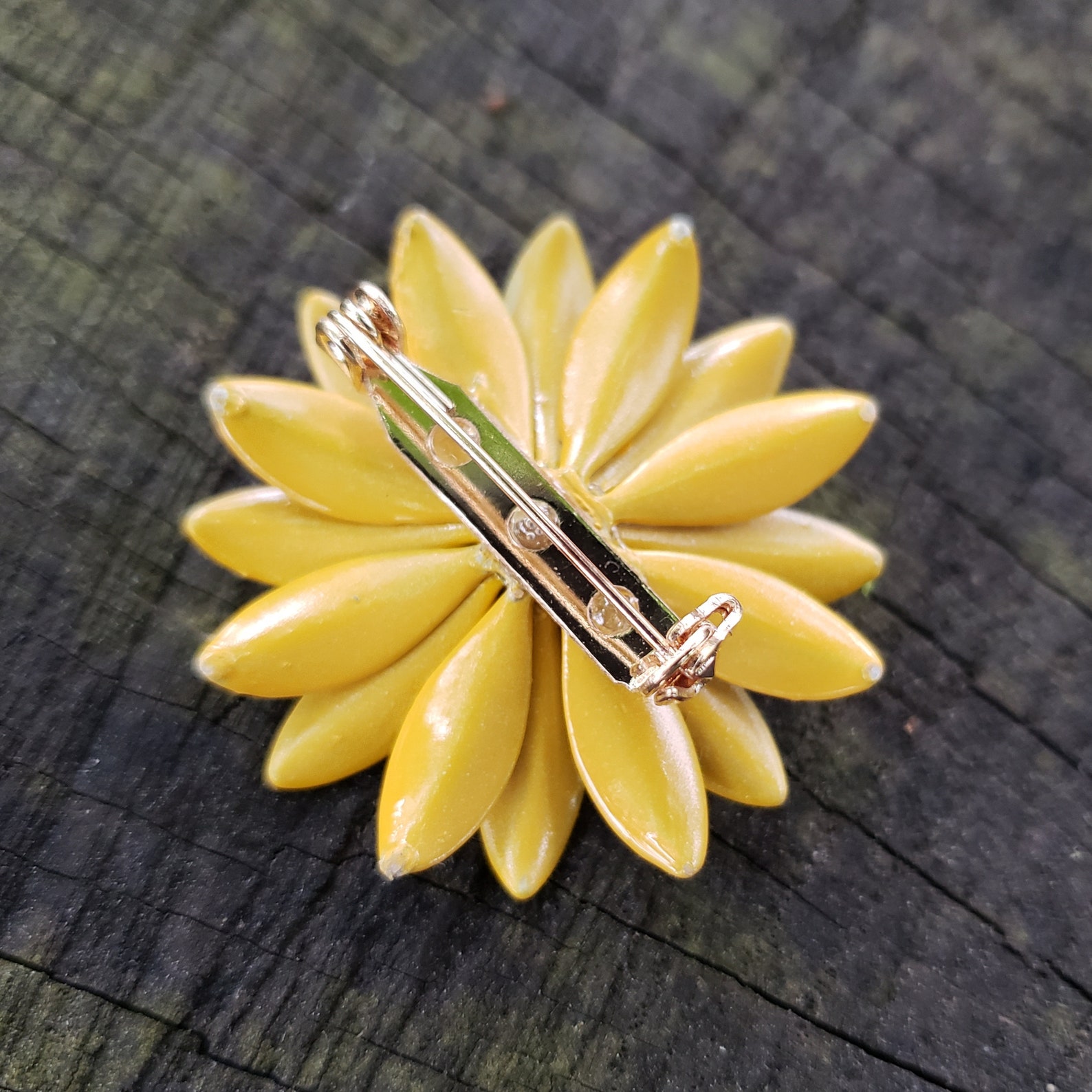 Small Sunflower Pin Enamel Flower Brooch 38mm Yellow and Brown - Etsy