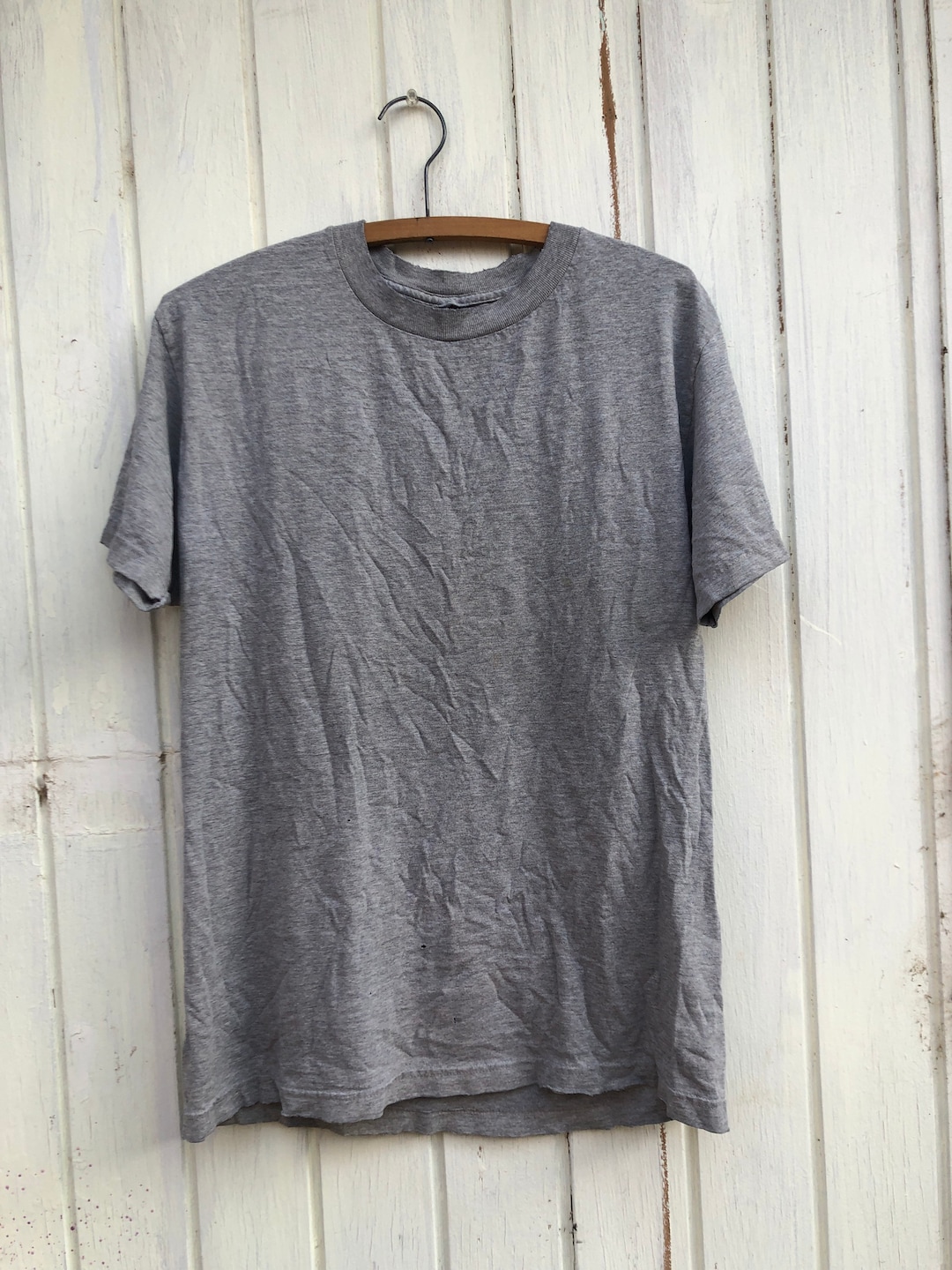 Vintage / 1990s / 2000s / Super Distressed / Worn / Grey T Shirt Medium ...