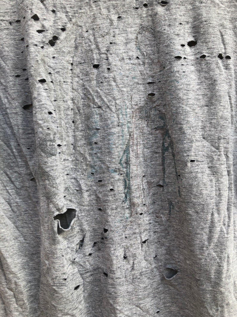 Vintage / 1990s / 2000s / Super Distressed / Worn / Grey T Shirt Medium ...