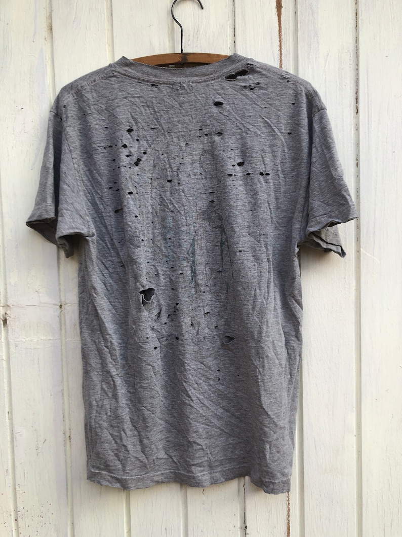 Vintage / 1990s / 2000s / Super Distressed / Worn / Grey T Shirt Medium ...