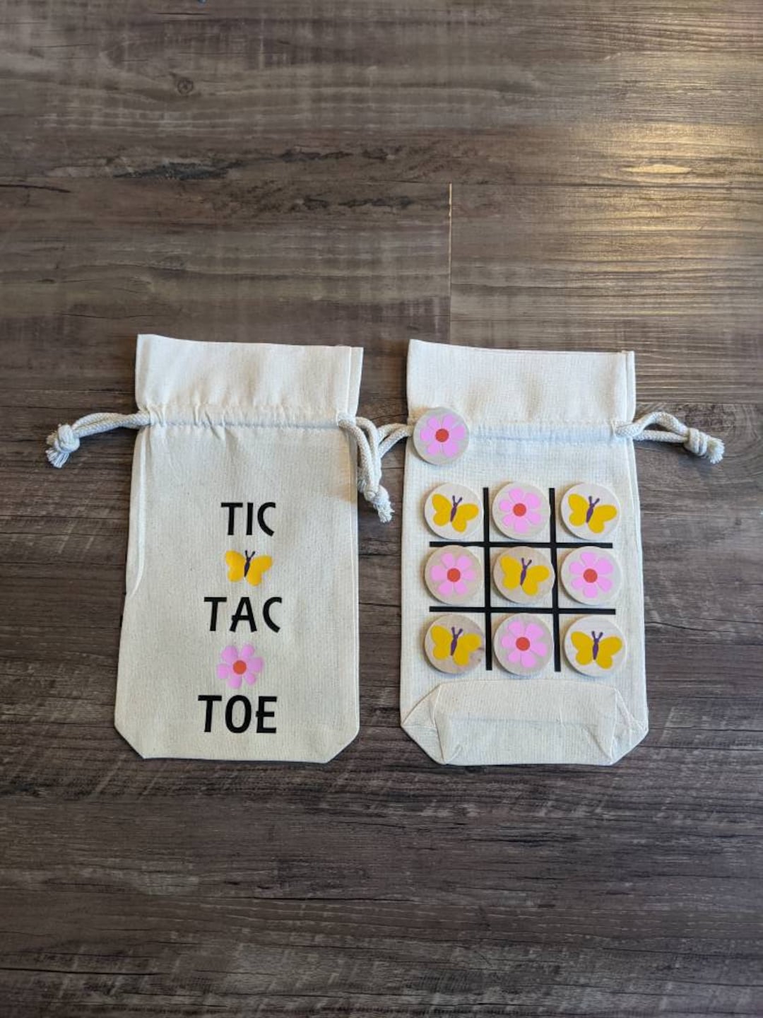 Butterfly and Flower TIC TAC TOE - Game in a Bag - Roadtrip Game - Etsy