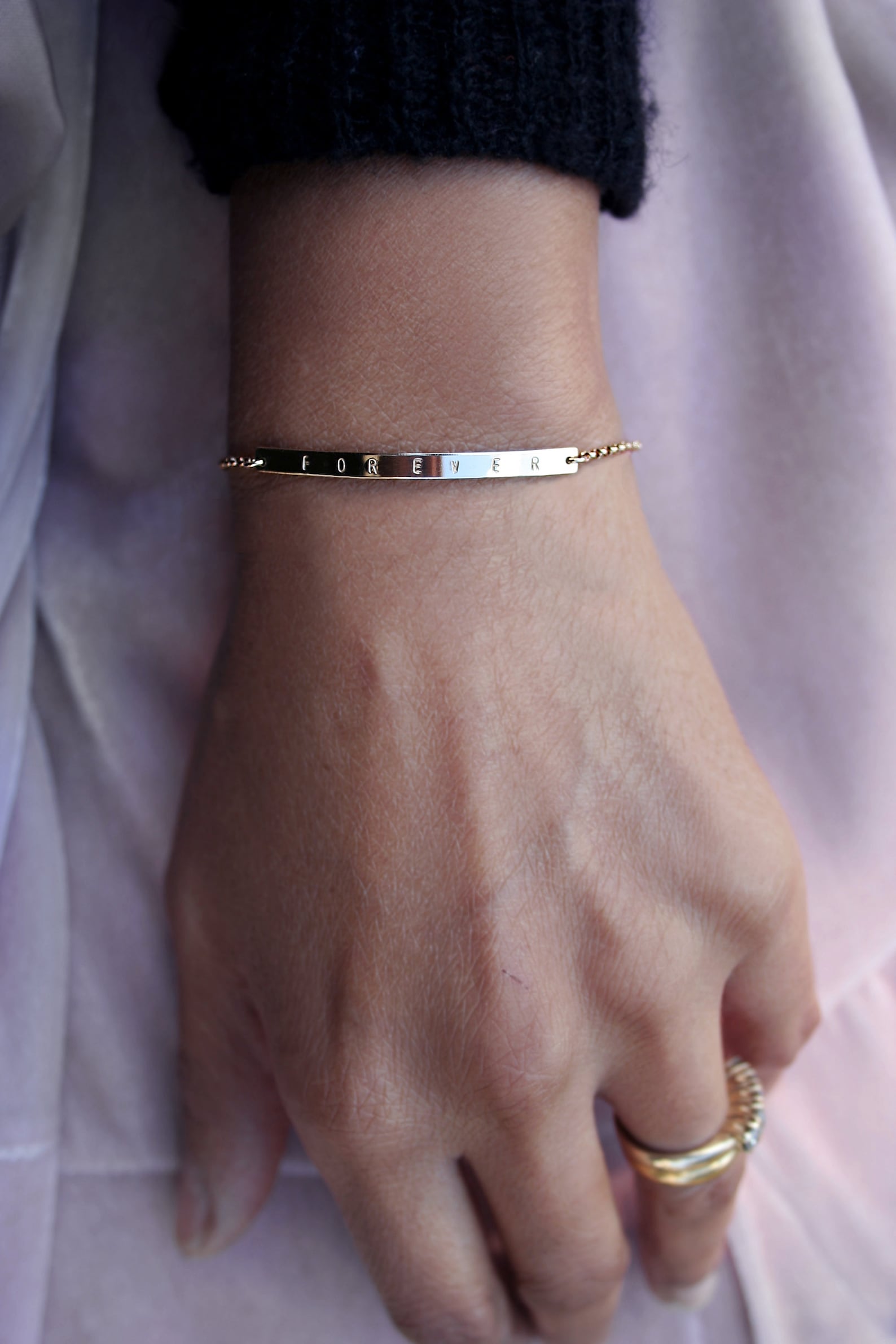 Gold Double Bar Bracelet / Personalized Bar Bracelet / 14k - Etsy