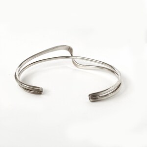 Vintage Sterling Silver Abstract Wire Cuff Wavy Silver Double Wire Bracelet Minimalist Thin ...