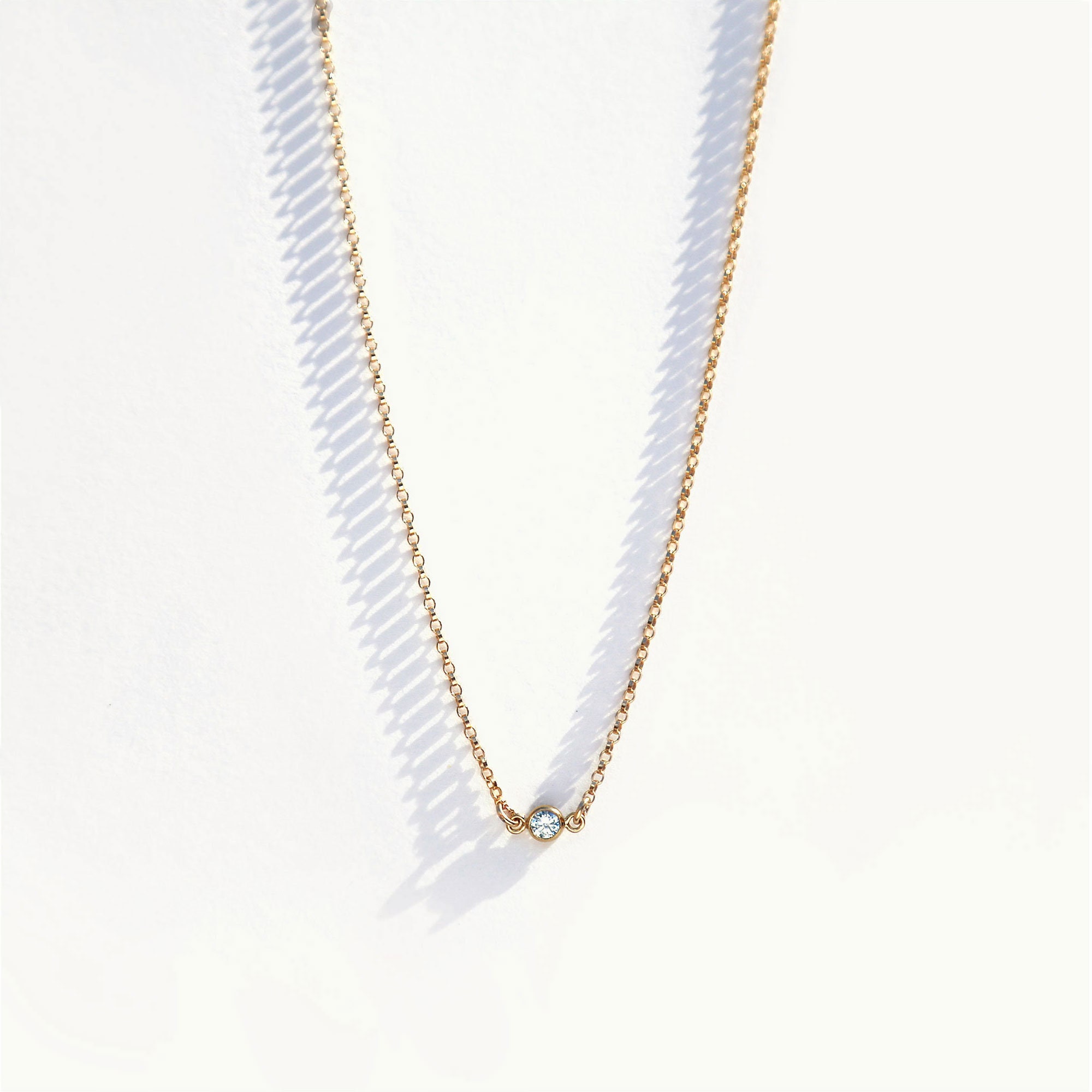 Diamond Choker Necklace / Single Diamond Choker Necklace / | Etsy