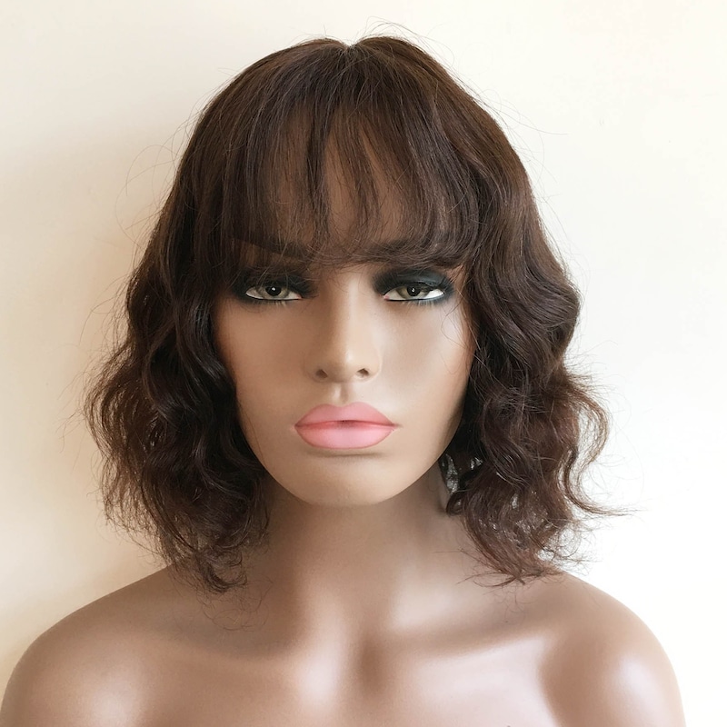 Brown Wig Curly Bob - Etsy