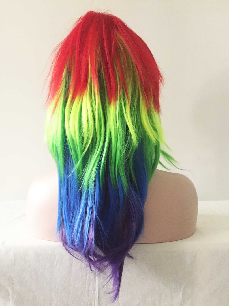 Women Rainbow Colors Fringe Short Layers Long Straight Hair - Etsy