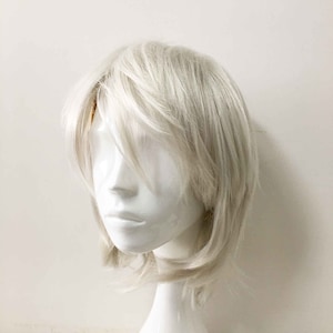 Unisex Silver White Fringe Long Bangs Layered Short Straight Cosplay ...