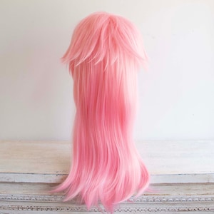 Women Pink Punk Long Mullet Style Wolf Cut Fluffy Fringe Bangs - Etsy