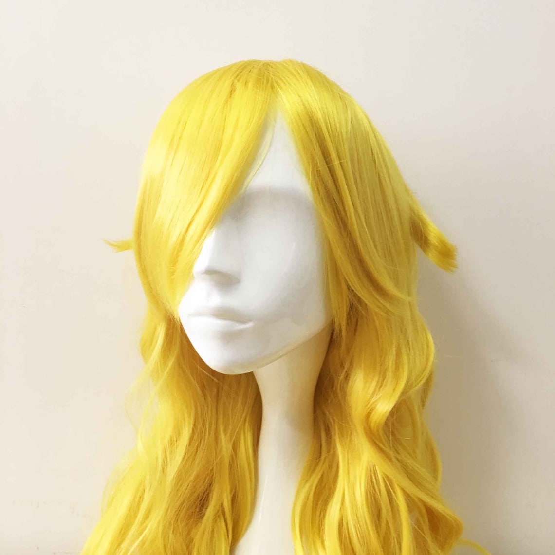 Long Yellow Long Curly Curls Wavy Twirly Hair Long Bangs Cosplay Anime ...