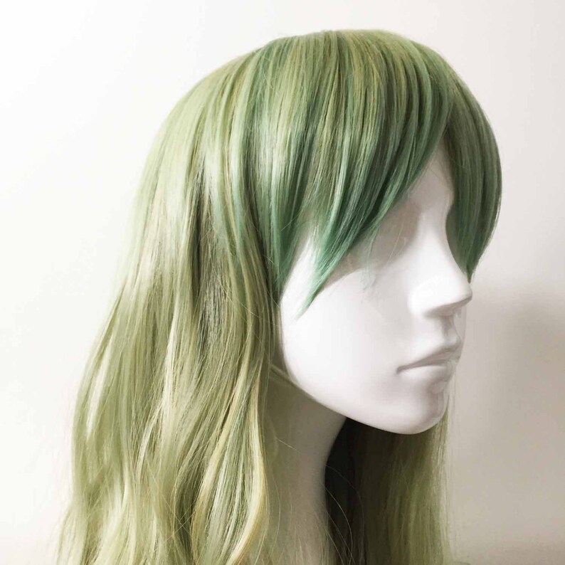 Women Ombre Green Fading Long Straight Wavy Side Swept Bangs - Etsy