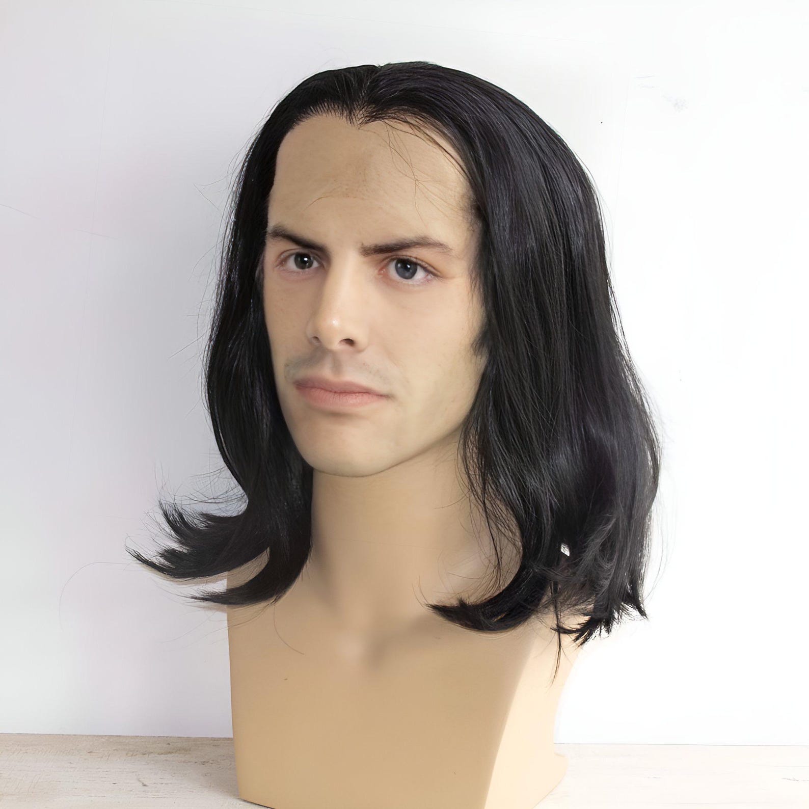 Men Black Lace Front Wig Widows Peak Hairline Cosplay Wigs for Male ...