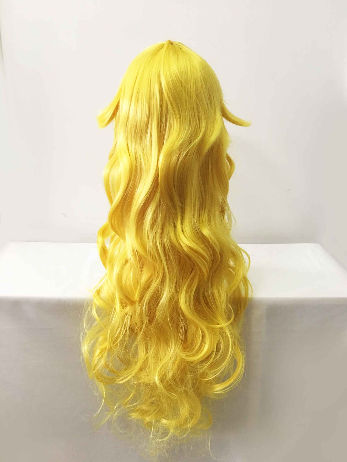 Long Yellow Long Curly Curls Wavy Twirly Hair Long Bangs Cosplay Anime ...