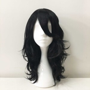 Black Gothic Cosplay Wig With Bangs Long Wavy Curly Thick Anime Goth ...