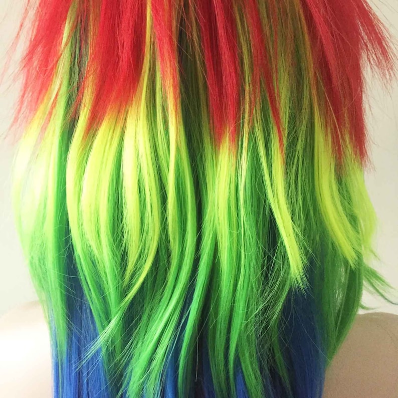 Women Rainbow Colors Fringe Short Layers Long Straight Hair - Etsy