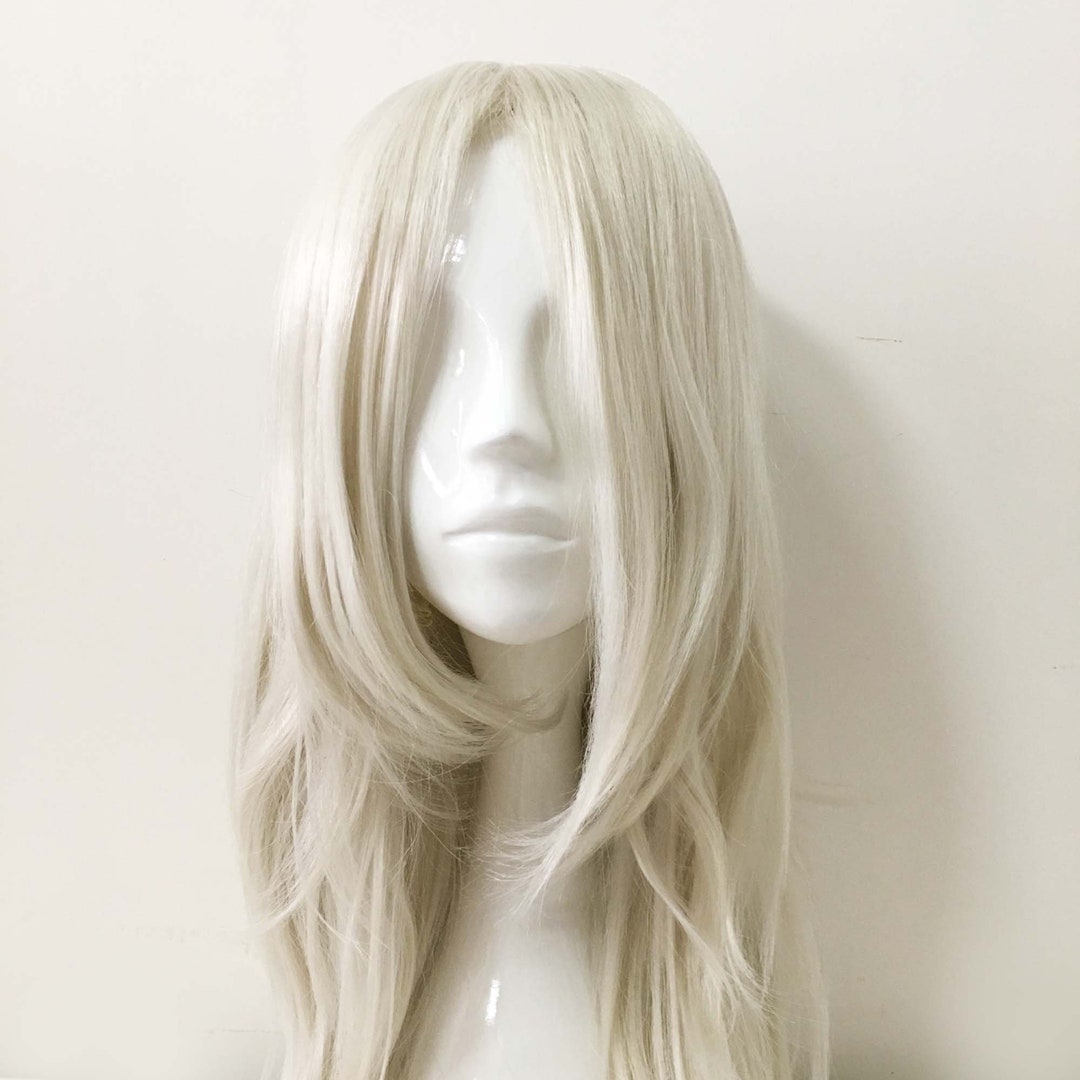 Gothic Men White Very Long Bangs Straight Hair Hair Cosplay Wig Free ...