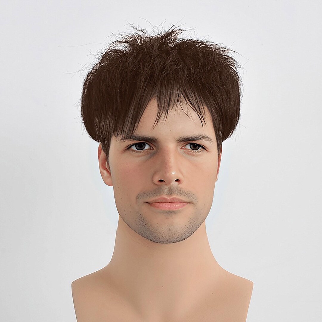 Men Hair Toppers Toupee Human Hair Dark Brown Male Topper Hair ...