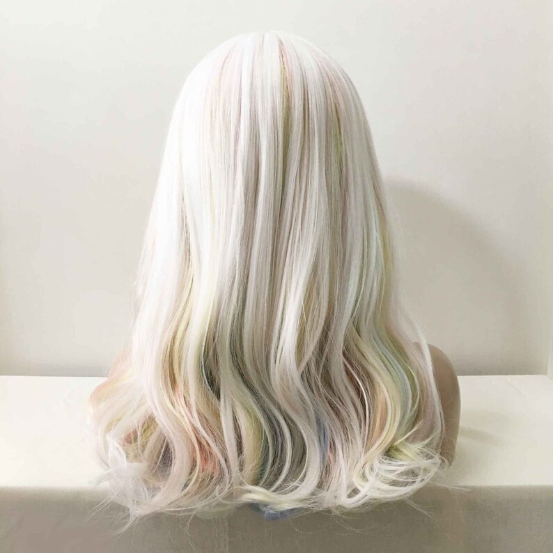 Women Snow White Pastel Rainbow Ombre Color Long Wavy Hair - Etsy