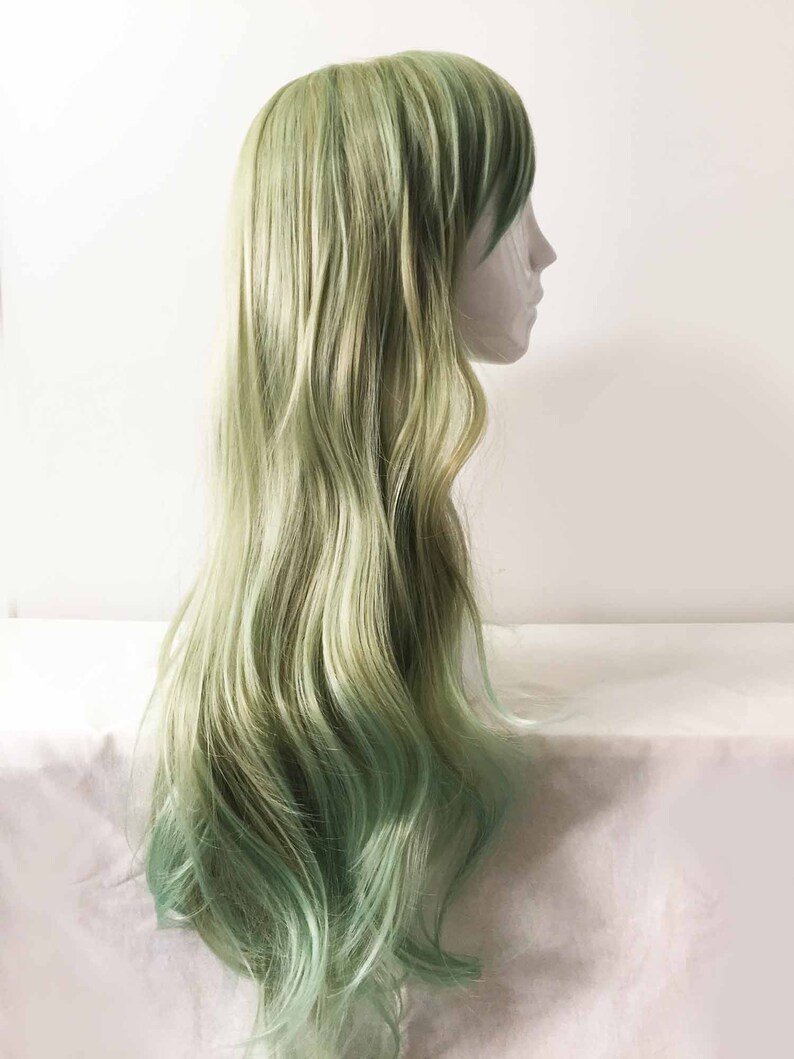 Women Ombre Green Fading Long Straight Wavy Side Swept Bangs - Etsy