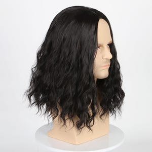 Men Black Goth Wig for Men Anime Cosplay Long Curly Hair Wig Male Thick ...