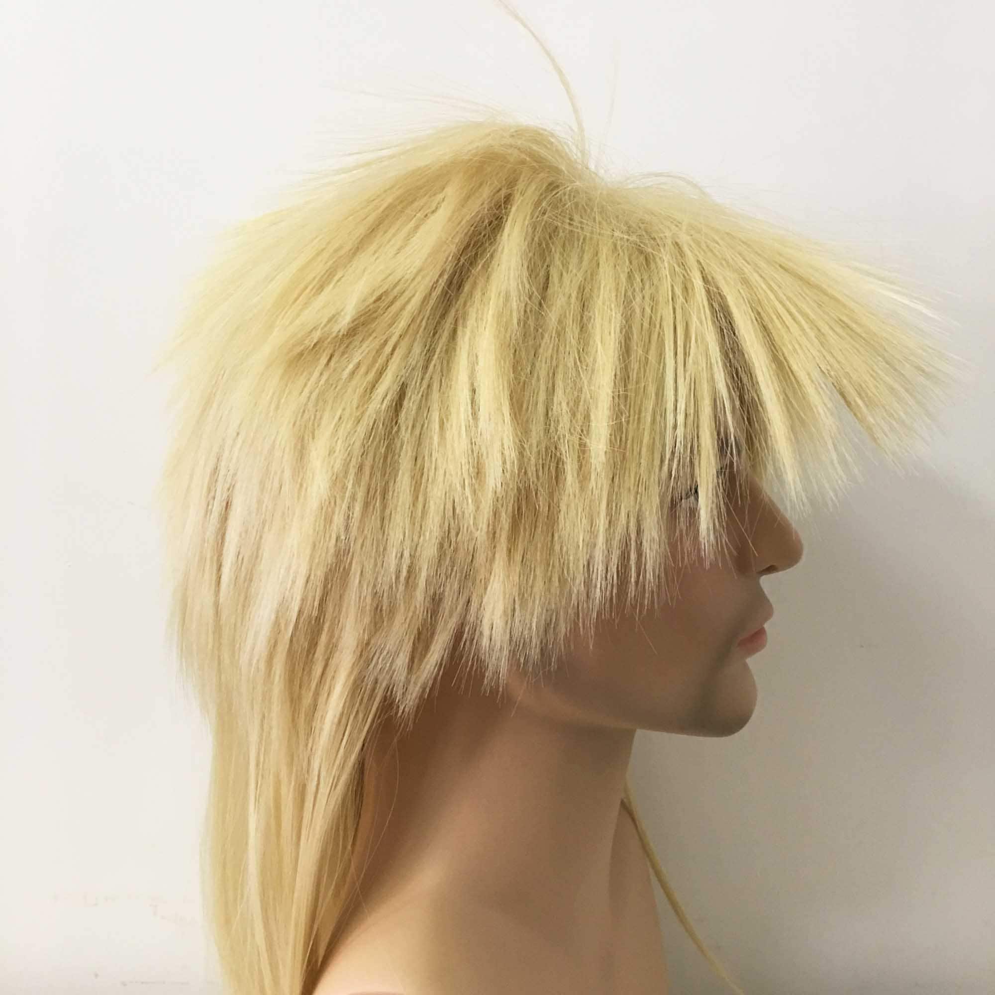 Men Punk Rock Rockstar Mullet Wig Fringe Bangs Blonde Long Hair Mens ...