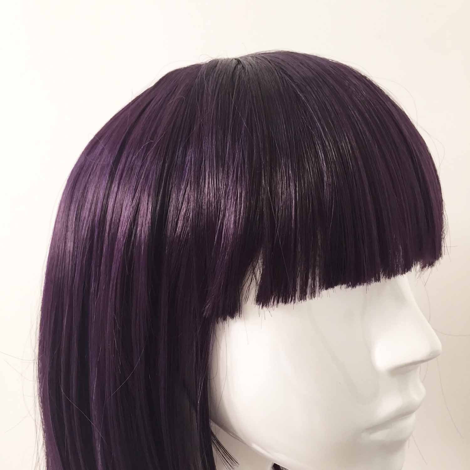 Women Dark Purple Cosplay Anime Straight Bob Bangs Hair Wigs Free Cap Etsy UK