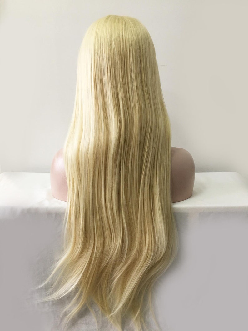 Women Lace Front Light Blonde Middle Part Long Straight Hair - Etsy