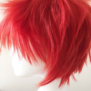 Unisex Red Fringe Layers Long Bangs Cosplay Anime Wig Free Cap - Etsy
