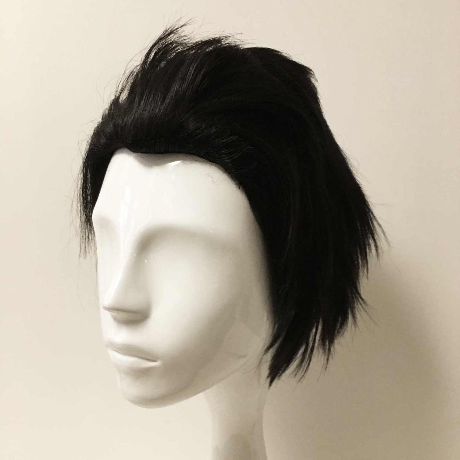 Men Black Slick Comb Back Cosplay Anime Short Hair Layers Wig Free Cap ...