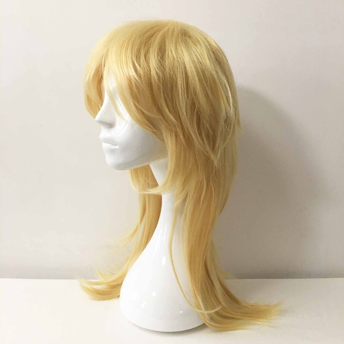 Unisex Blonde Mullet Layered Fringe Bangs Long Straight Cosplay Wig - Etsy