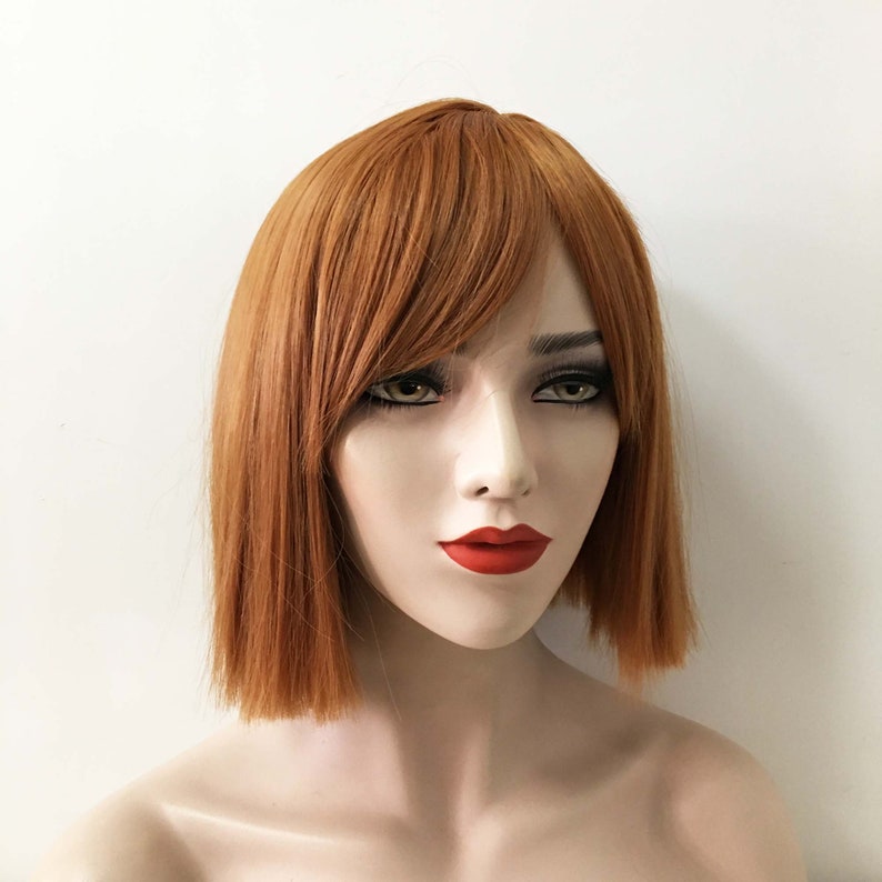 Women Ginger Orange Short Bob Straight Blunt Cut Side Fringe - Etsy