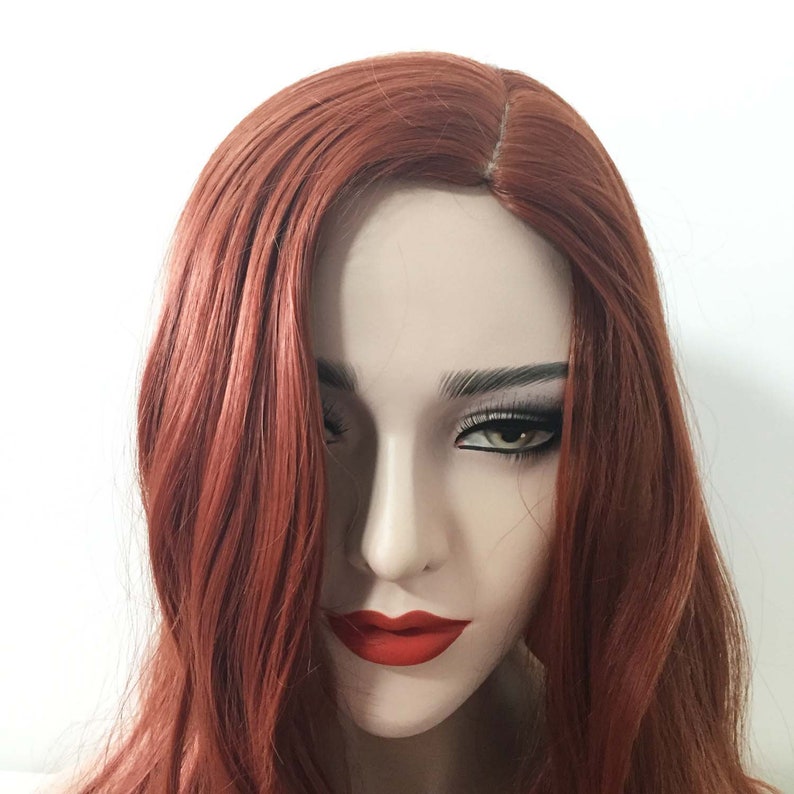 Women Auburn Red Tone Brown Deep Side Part Wavy Long Hair | Etsy