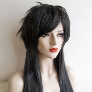 Emo Wig for Girl Black Wolf Cut Scene Girl Wig in Mullet Gothic Style ...