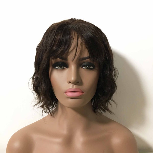 Short Human Hair Wig - Etsy