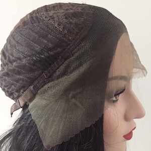 Women Lace Front Black White Two Tone Middle Part Long Straight Hair ...