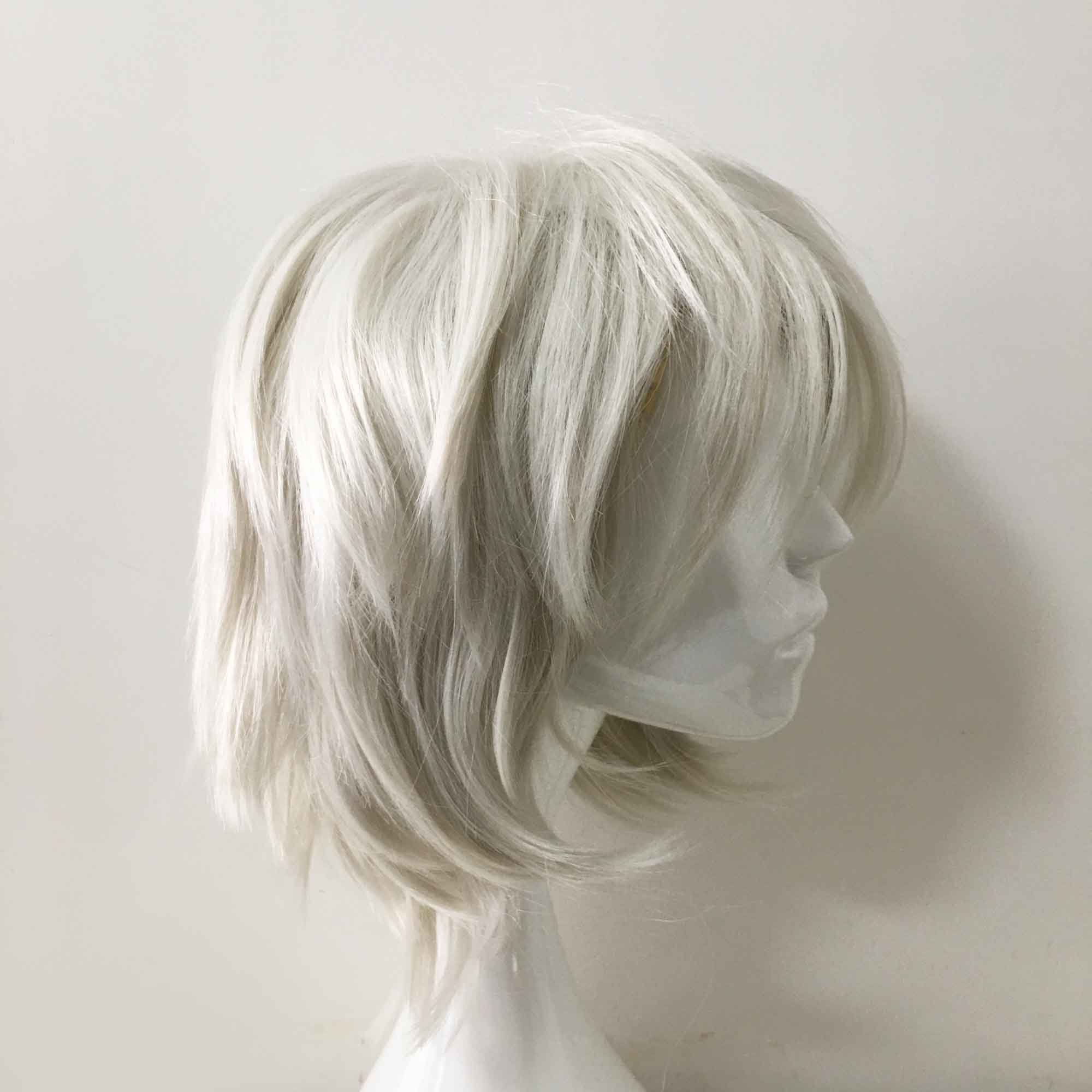 Unisex Silver White Fringe Long Bangs Layered Short Straight Cosplay ...