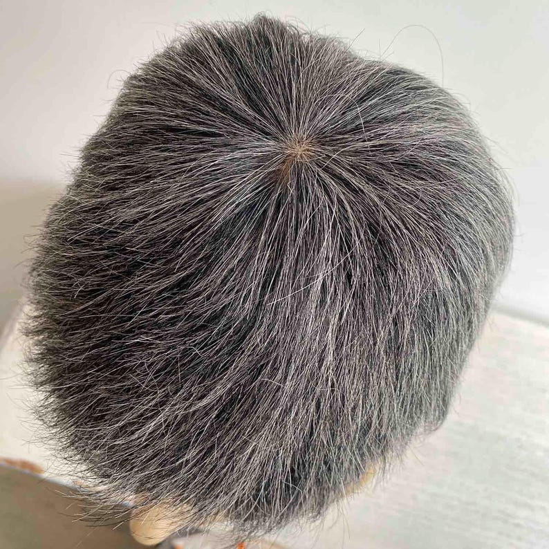 Men Silver Gray Human Hair Wig Salt and Pepper Grey Wig for Men Short ...