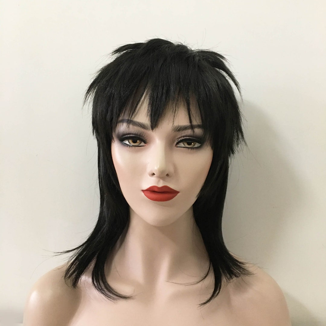 Black Mullet Scene Wig With Bangs Wolf Cut Fringe Bangs Wig Straight ...