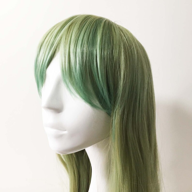 Women Ombre Green Fading Long Straight Wavy Side Swept Bangs - Etsy