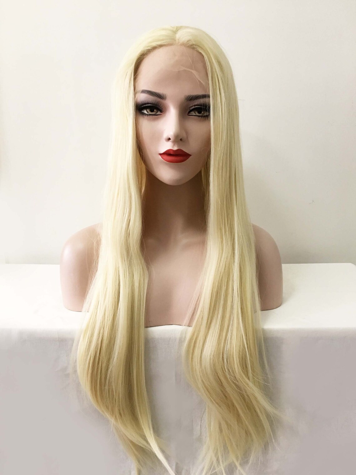 Women Lace Front Light Blonde Middle Part Long Straight Hair - Etsy