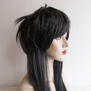 Emo Wig for Girl Black Wolf Cut Scene Girl Wig in Mullet Gothic Style ...