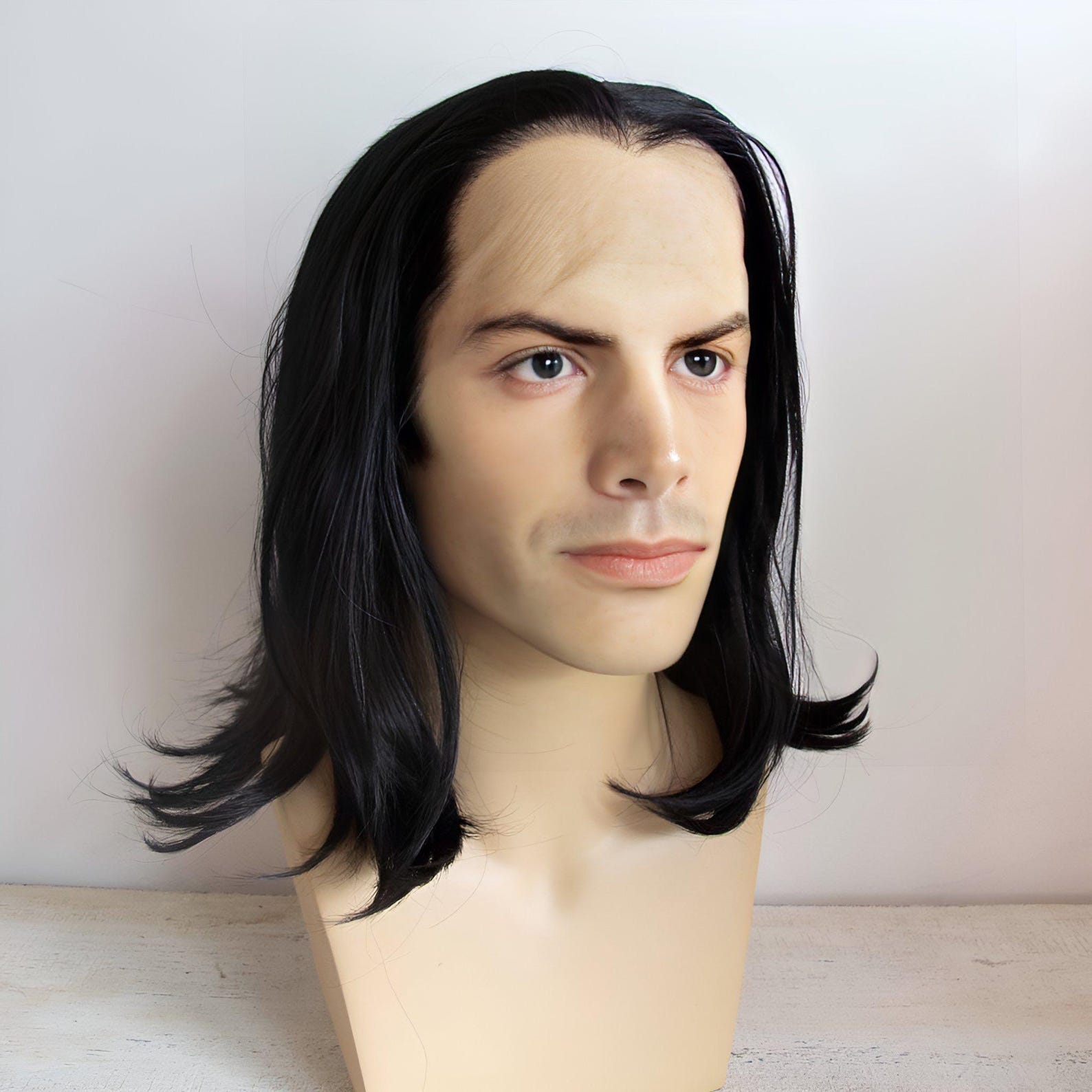 Men Black Lace Front Wig Widows Peak Hairline Cosplay Wigs for Male ...