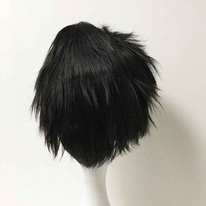 Men Black Slick Comb Back Cosplay Anime Short Hair Layers Wig Free Cap ...