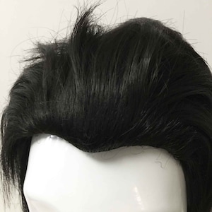 Men Black Slick Comb Back Cosplay Anime Short Hair Layers Wig Free Cap ...