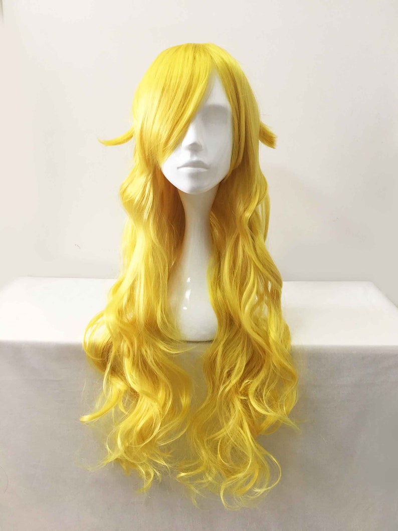 Long Yellow Long Curly Curls Wavy Twirly Hair Long Bangs - Etsy