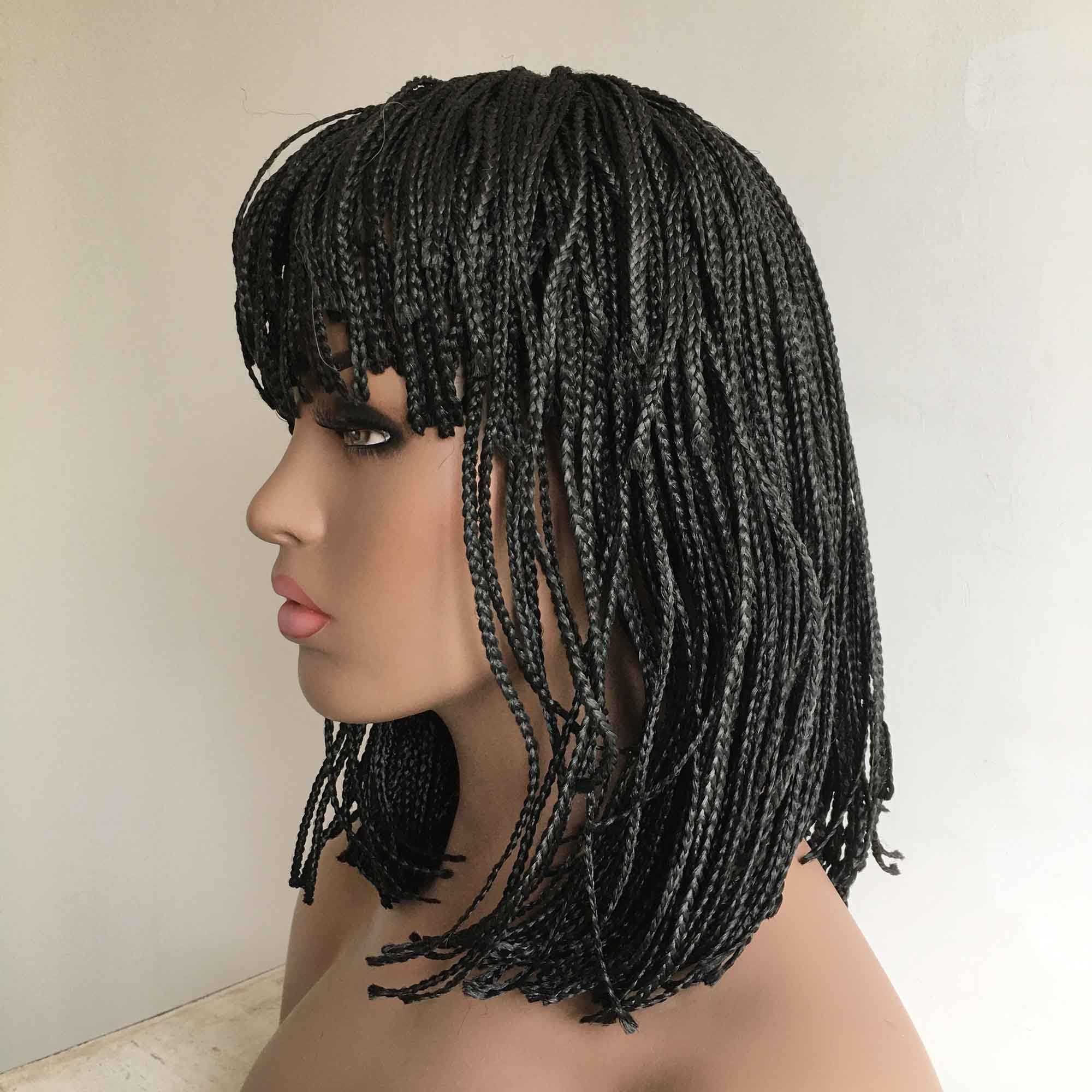 Braid Wig for Black Women African Cheap Braid Bob Wig With Bangs ...