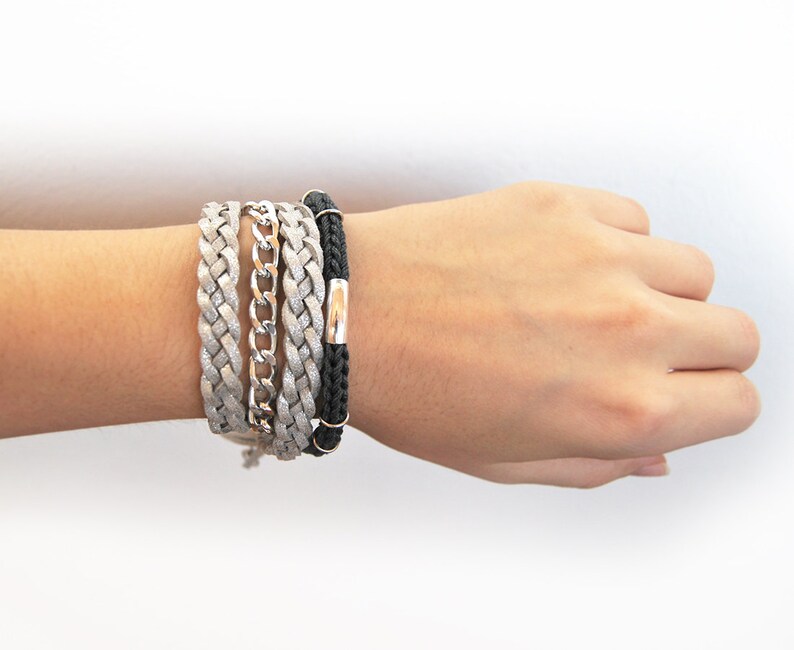 Braided Wrap Bracelet With Chunky Chain Faux Leather Wrap - Etsy