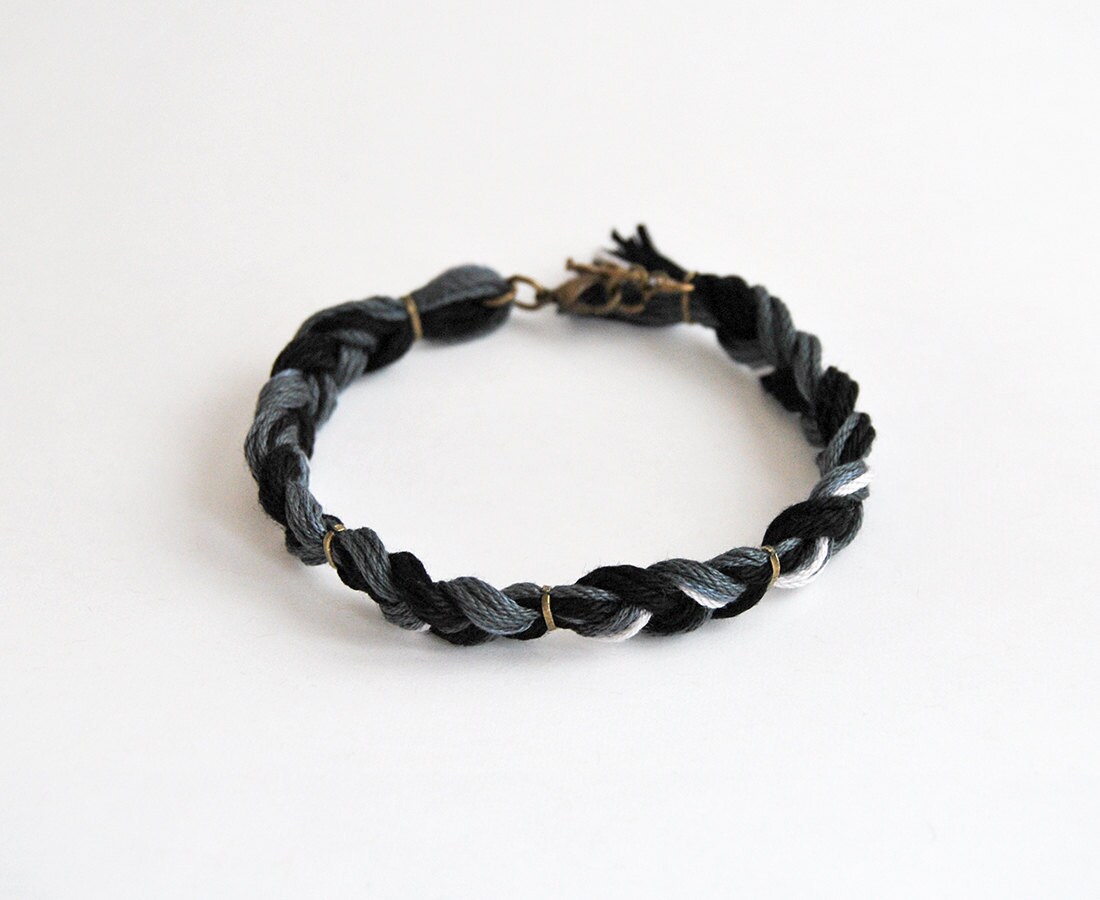 Mens Bracelet, Black Braided Bracelet for Him, Male Friendship Bracelet ...