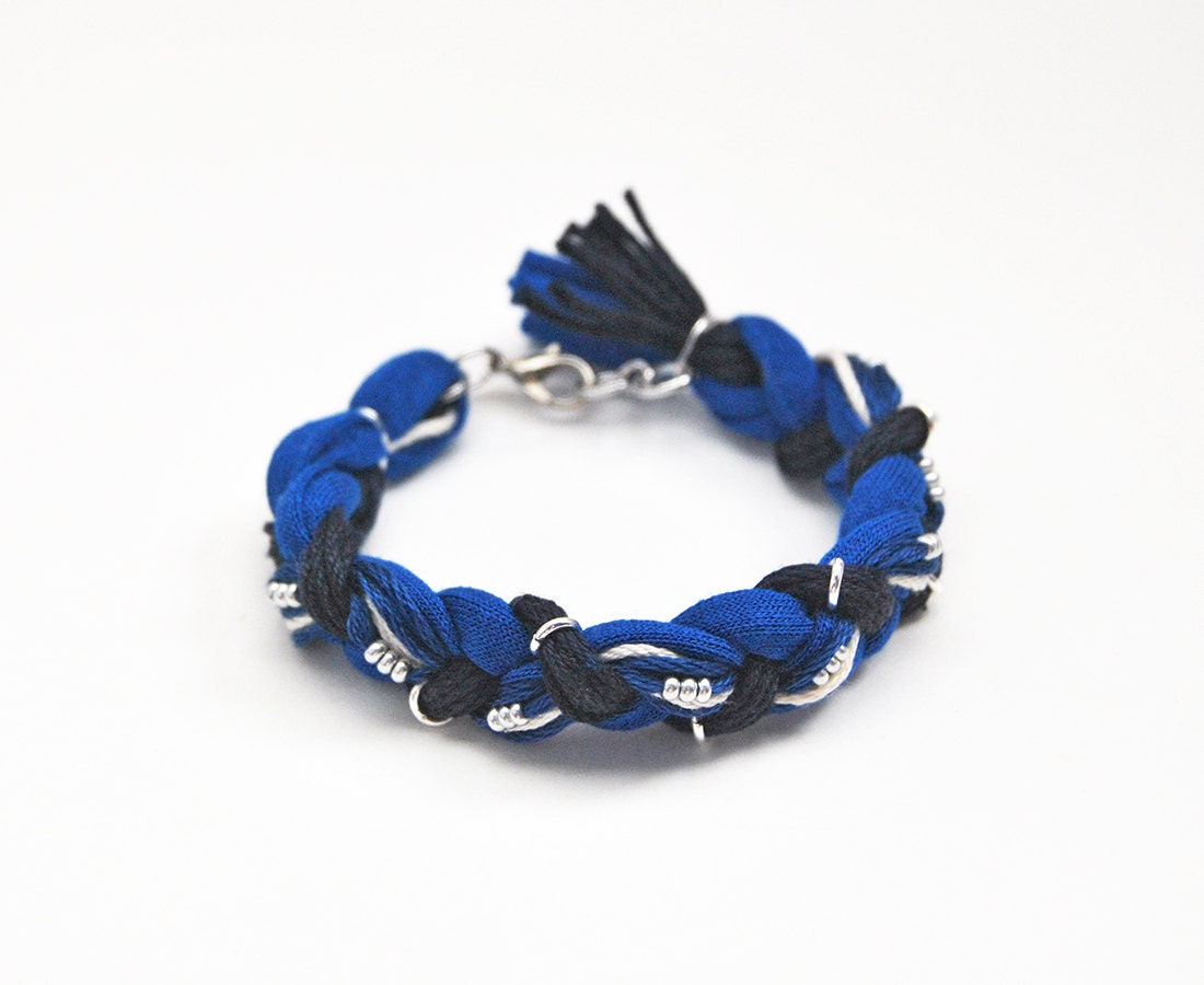 Blue Friendship Bracelet, Braided Bracelet With Beads, Nautical ...