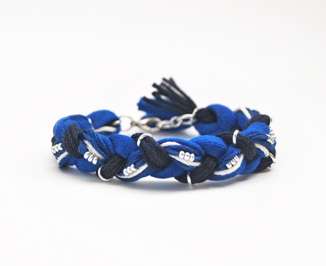 Blue Friendship Bracelet, Braided Bracelet With Beads, Nautical ...