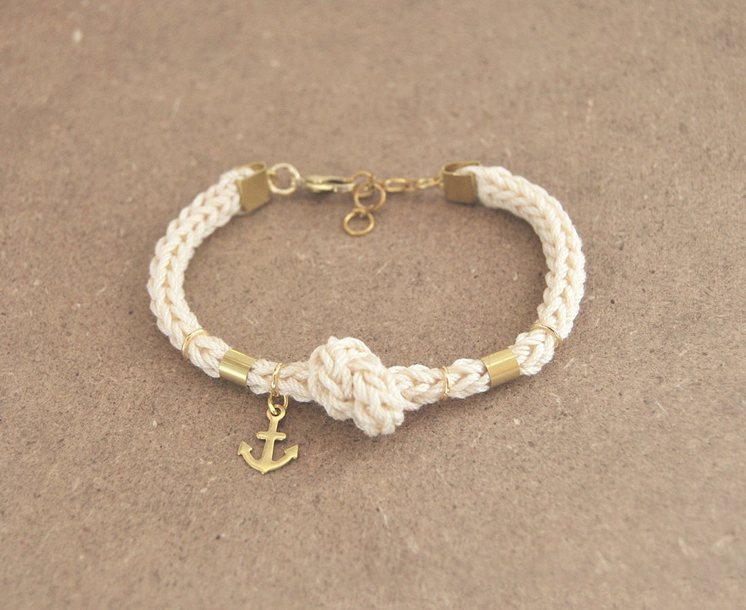 Anchor Bracelet With Knot, Knit Rope Bracelet With Anchor Charm ...